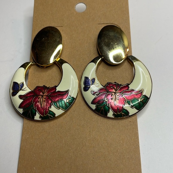 Jewelry | Cloisonn Cloisonne Gold Tone Door Knocker Style Earrings ...